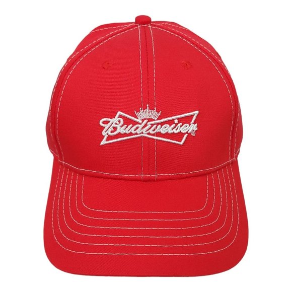 Budweiser | Accessories | Budweiser Logo Stitch Red Strapback Cap ...